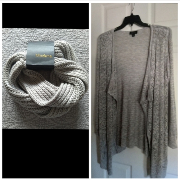 Sweaters | Womens Gray Cardigan Infinity Scarf | Poshmark